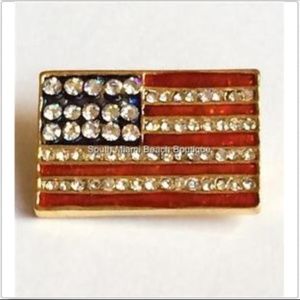 Boutique Collection | Jewelry | Gold American Flag Pin Brooch Crystal ...